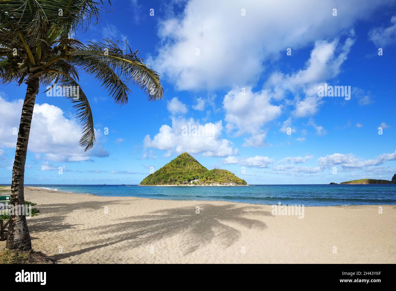 Levera Beach on Grenada Island with a view of Sugar Loaf Island ...