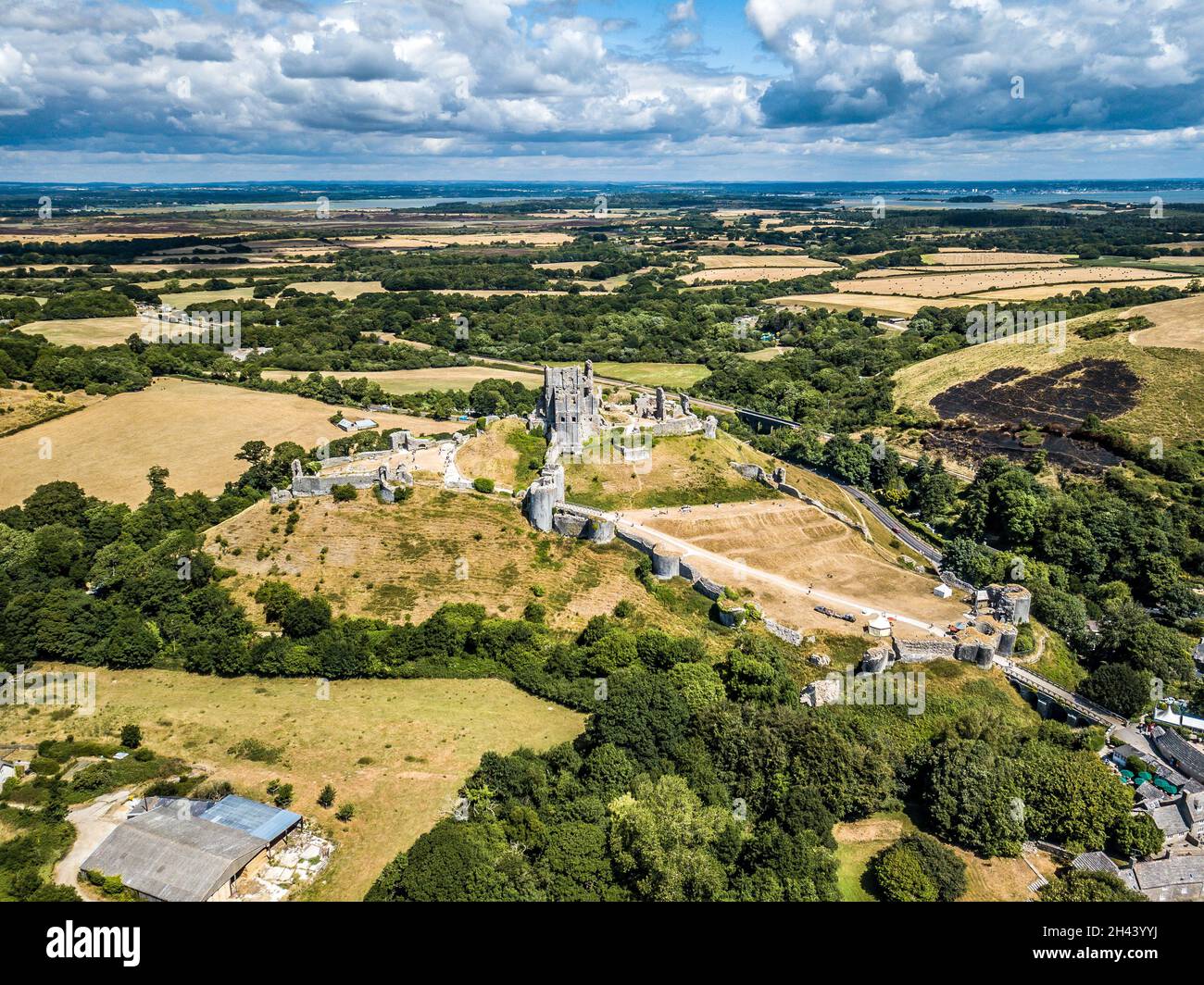 Aerial View Corfe Castle High Resolution Stock Photography and Images ...
