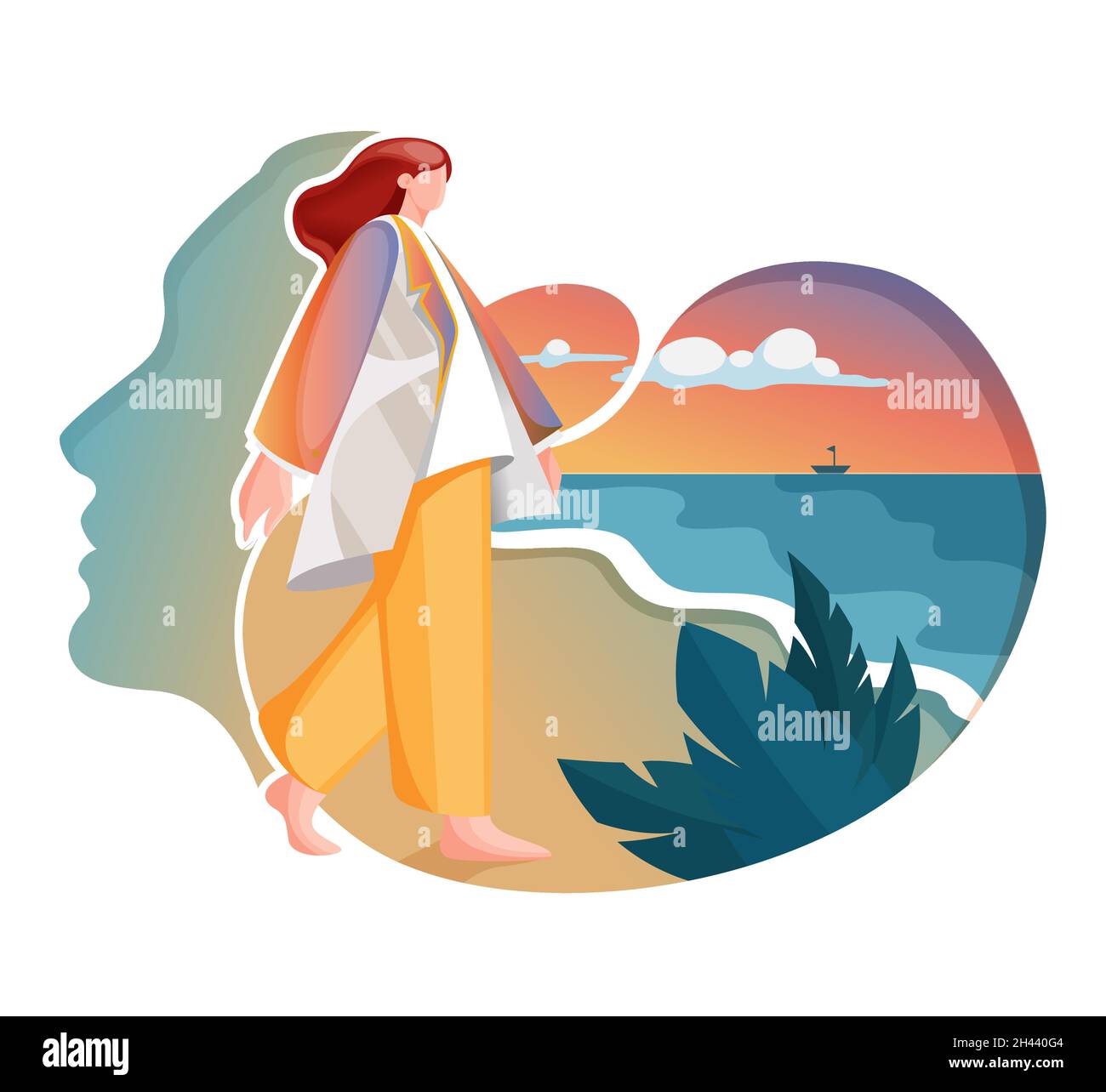 Confident Young Women walking out from self doubt - Stock Illustration ...