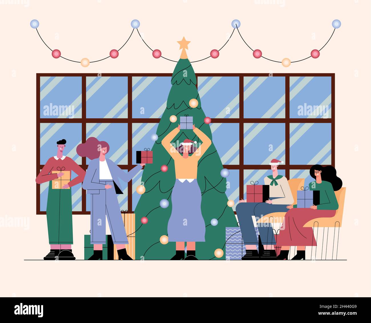 Tree of humans illustration Stock Vector Images - Alamy