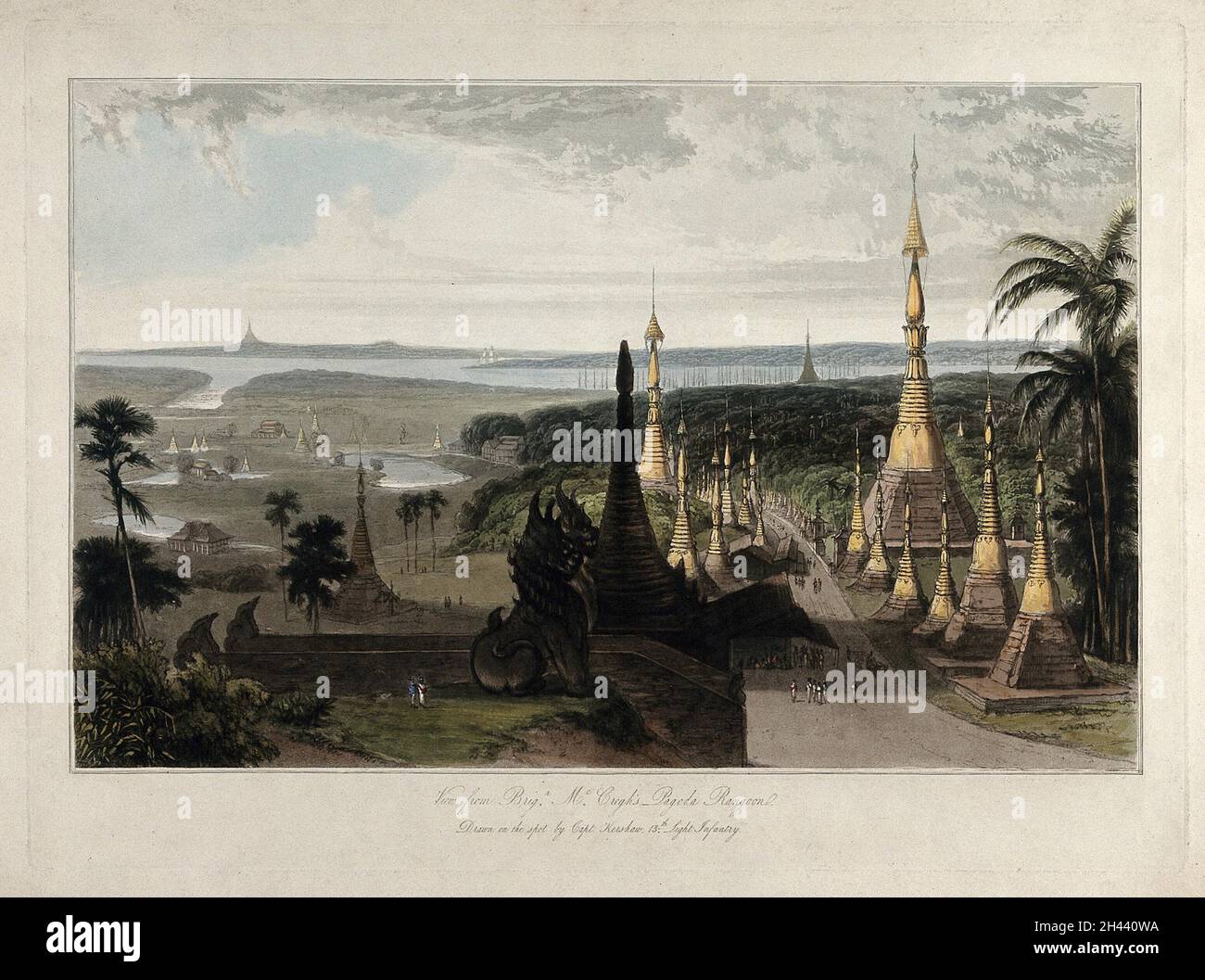 Road to Rangoon, Burma. Coloured aquatint by William Daniell after ...
