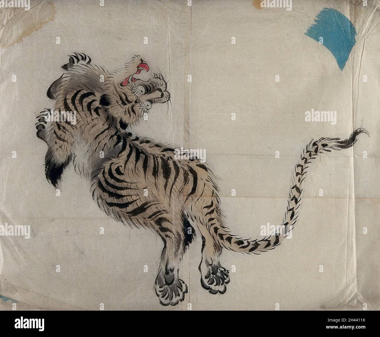 A leaping tiger. Painting by a Chinese artist Stock Photo - Alamy