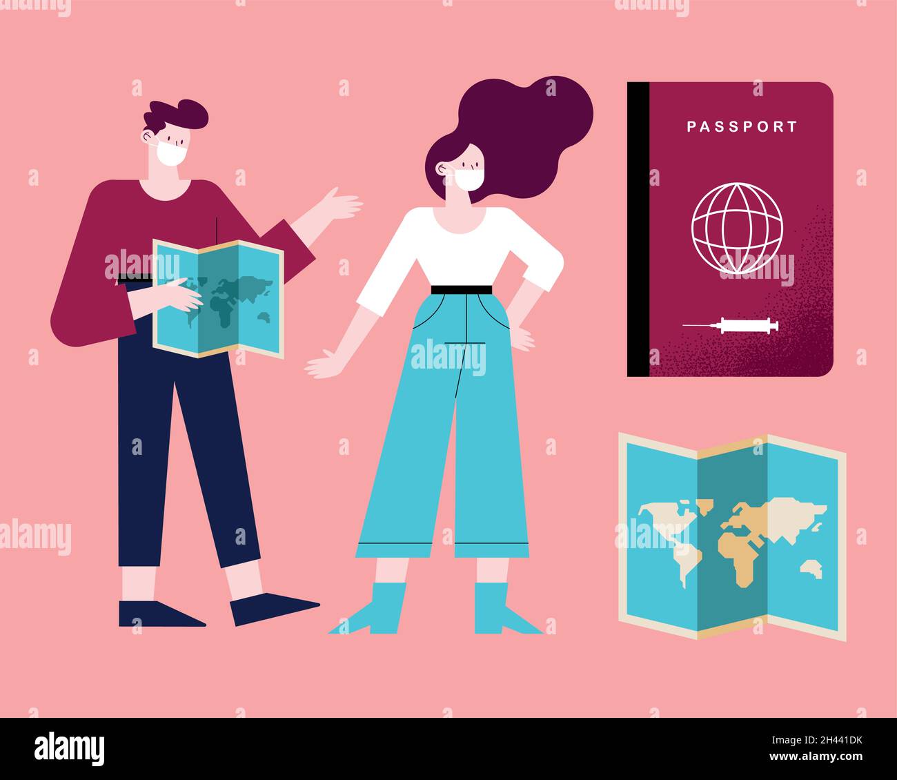 couple and health passport icons Stock Vector Image & Art - Alamy