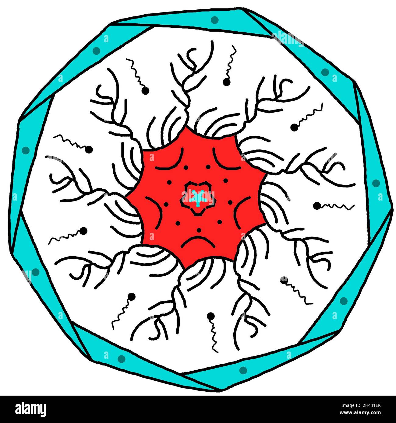 A pattern of a biologic circle with red and blue details Stock Photo ...