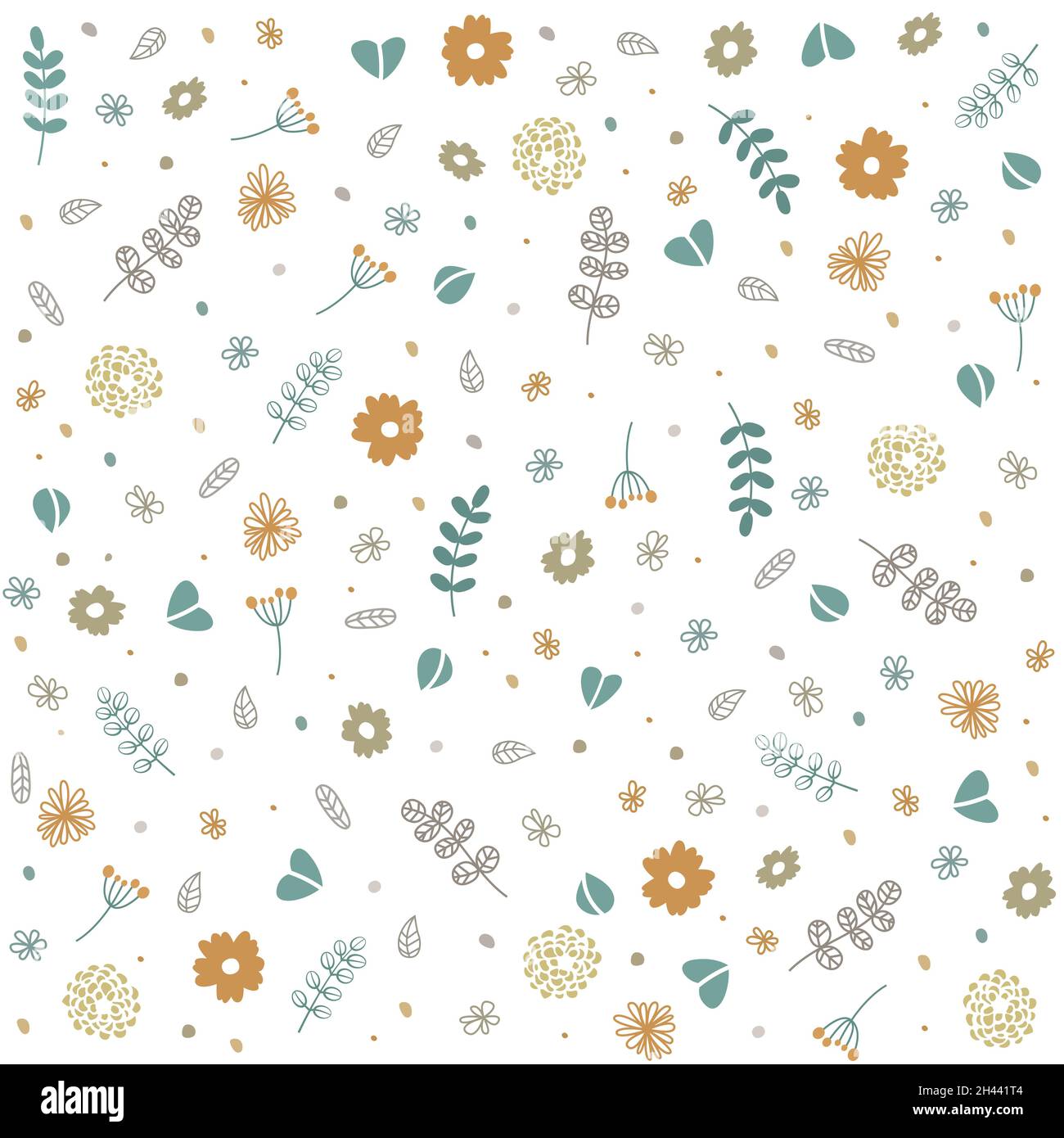Seamless flower patterns, plant patterns, leaf patterns, flower shapes ...