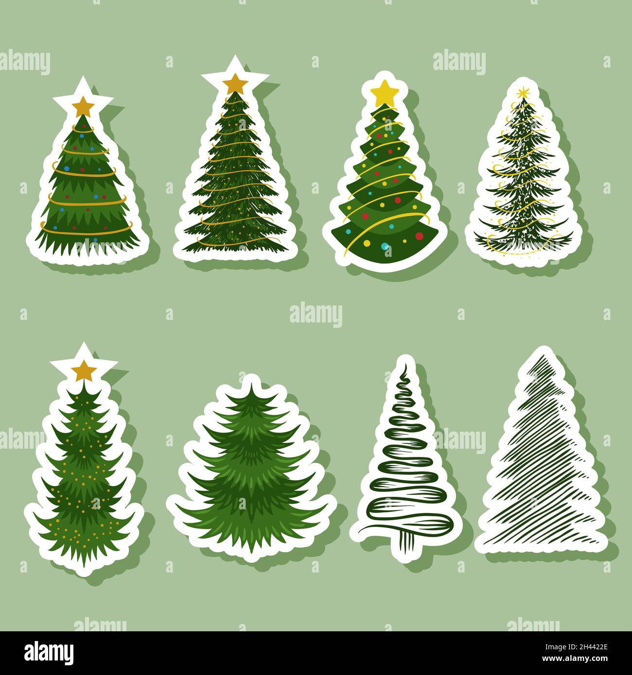 christmas tree sticker vector illustration Stock Vector Image & Art - Alamy