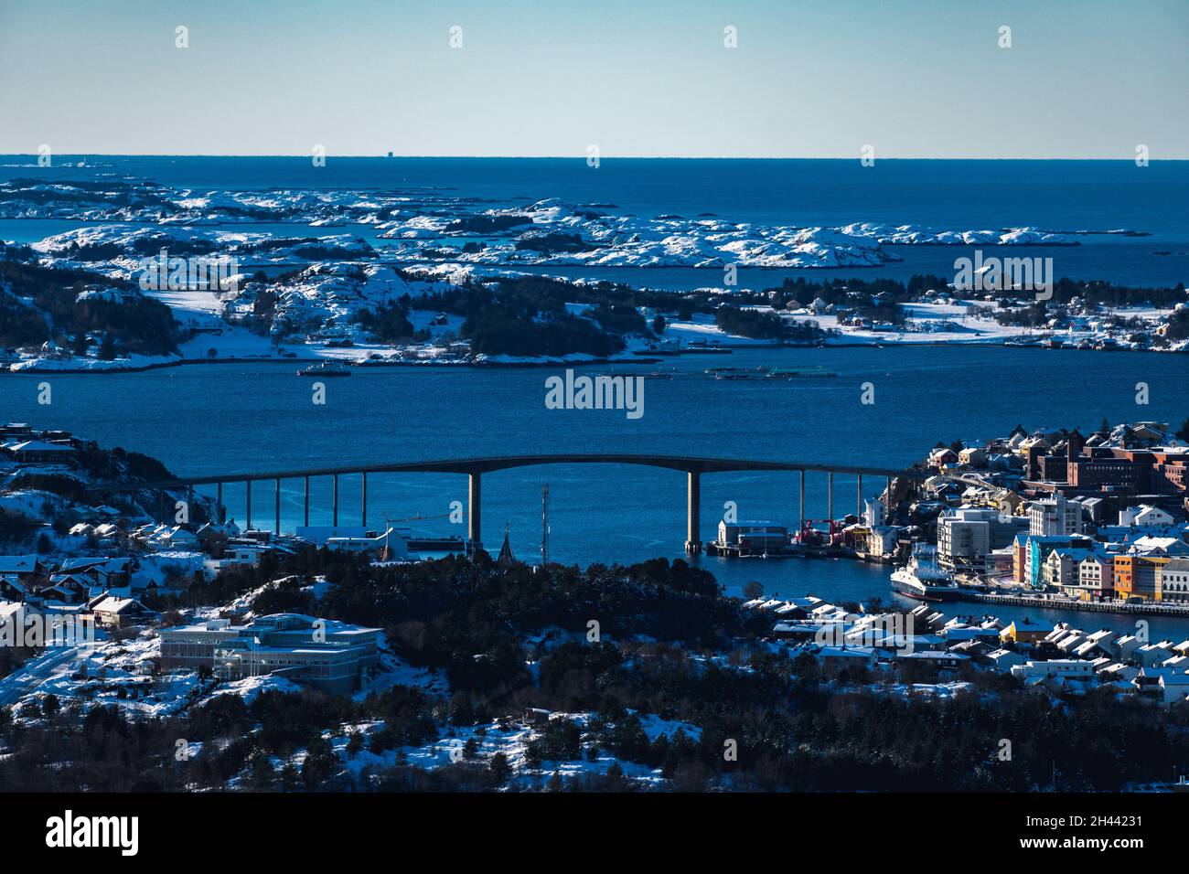 KRISTIANSUND, NORWAY - Feb 06, 2021: An aerial view of the Sorsund ...