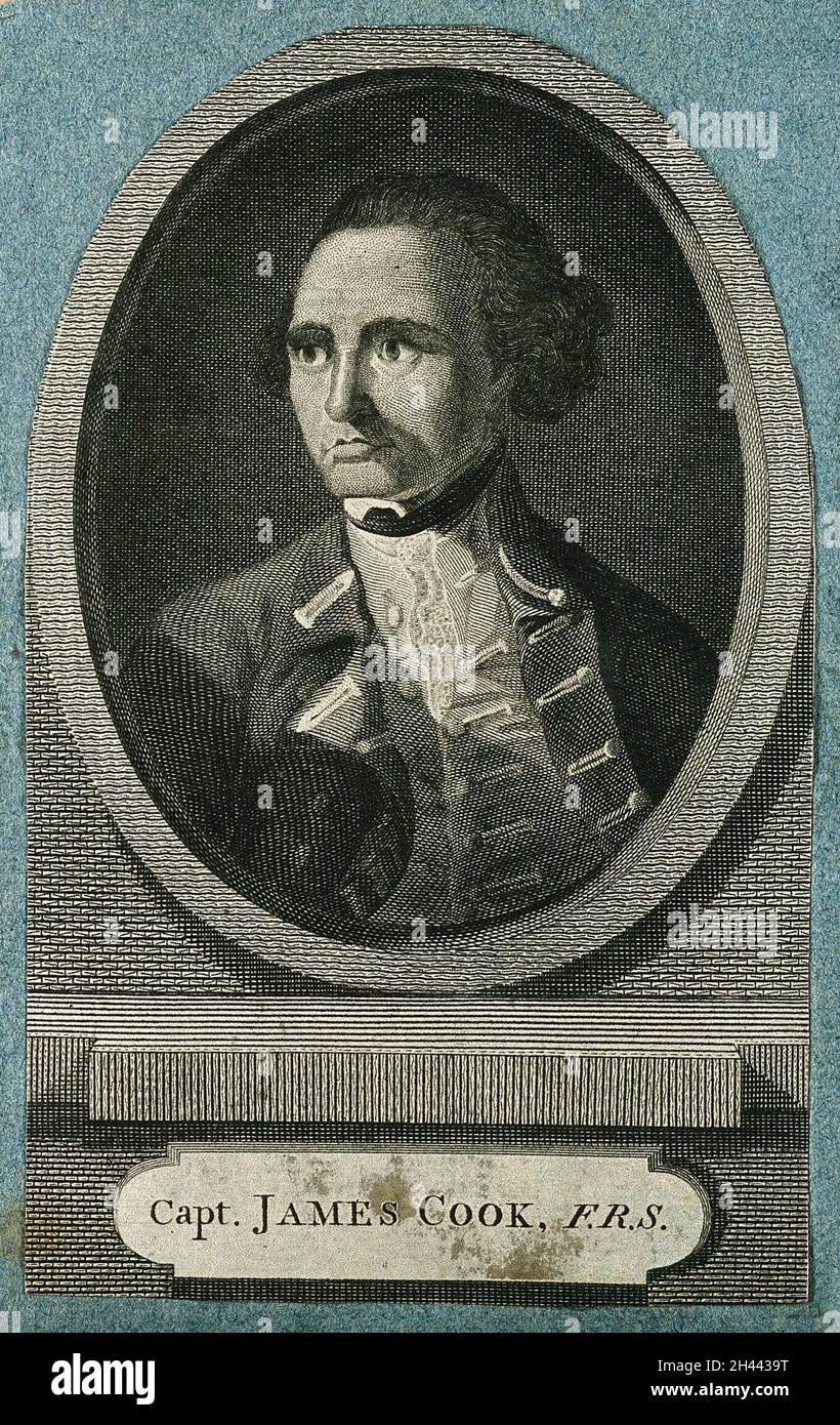 James Cook. Line engraving by D. Berger after Sir N. Dance-Holland ...