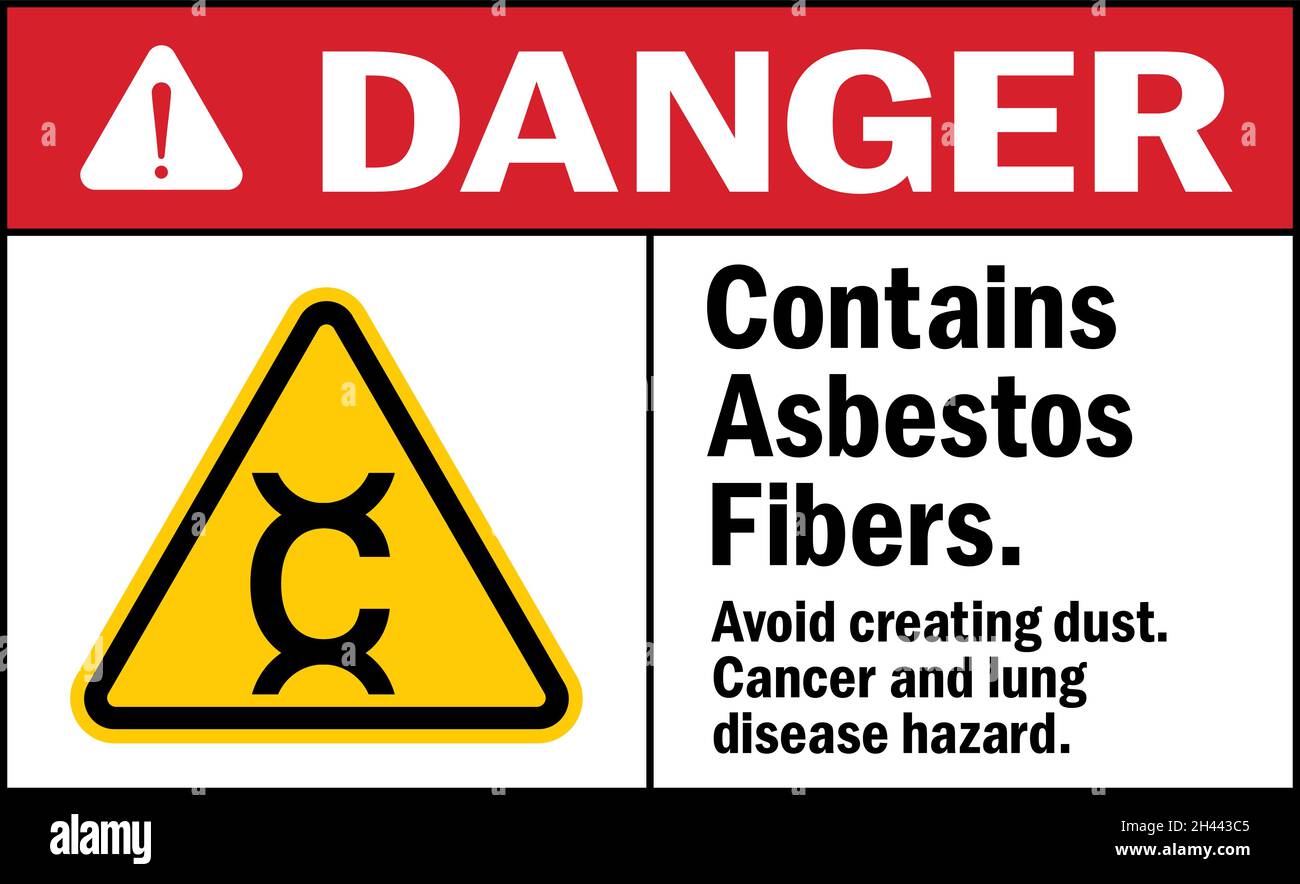 Contains asbestos Fibers warning sign. Avoid creating dust. Cancer and ...