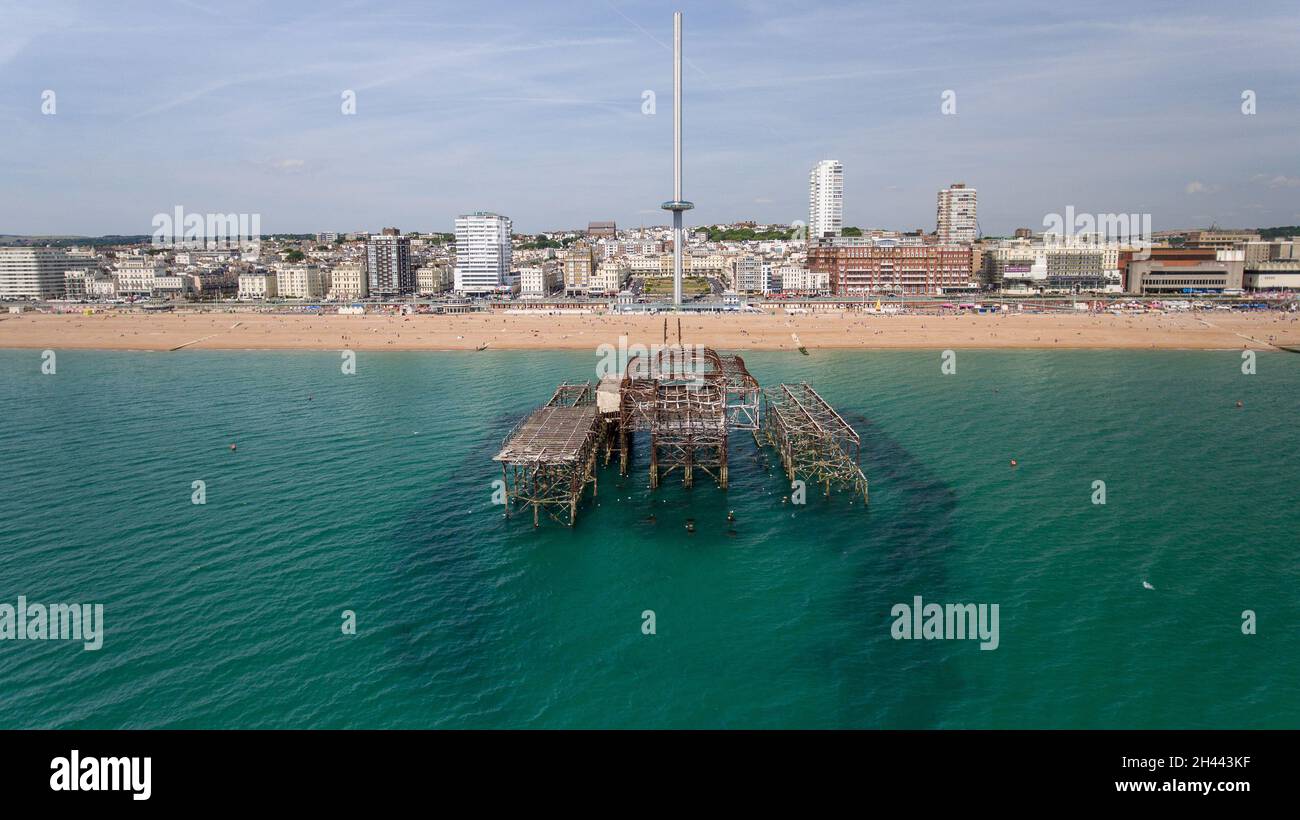 Aerial photo of old Brighton pier in Sussex England Stock Photo - Alamy