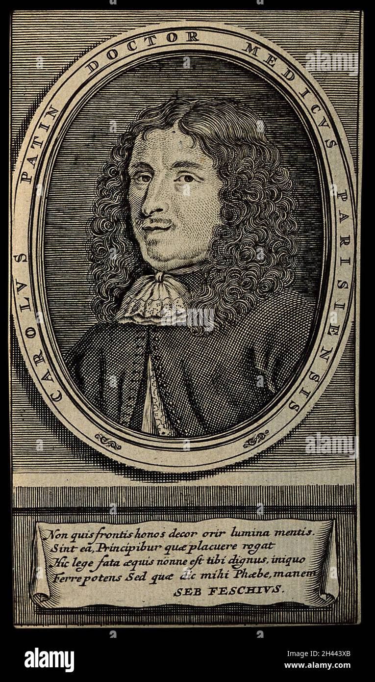 Charles Patin. Line engraving by M. van der Gucht Stock Photo - Alamy
