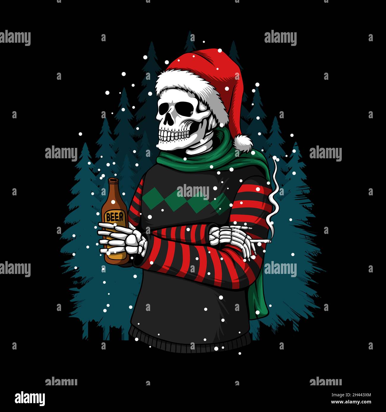 merry christmas winter skull vector illustration Stock Vector Image ...