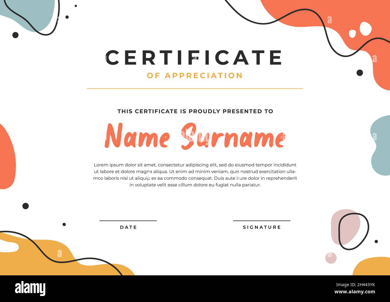 Modern certificate template with abstract shapes full color design ...