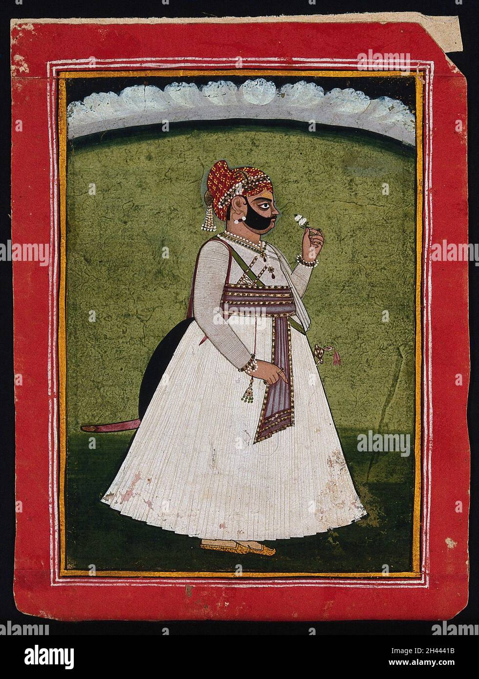 A Rajput Maharaja. Gouache painting by an Indian painter Stock Photo ...