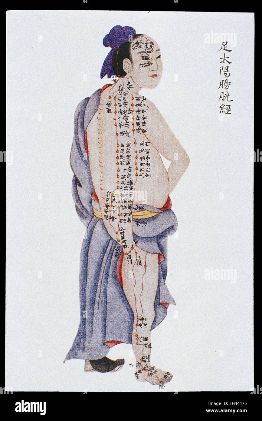 Bladder channel of leg taiyang, C17/18 Chinese book art Stock Photo - Alamy