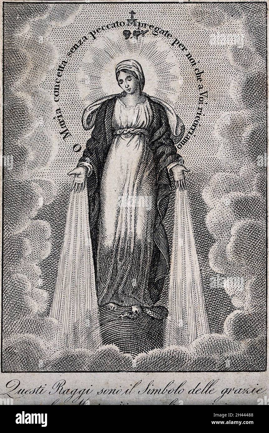 Saint Mary (the Blessed Virgin). Engraving Stock Photo - Alamy