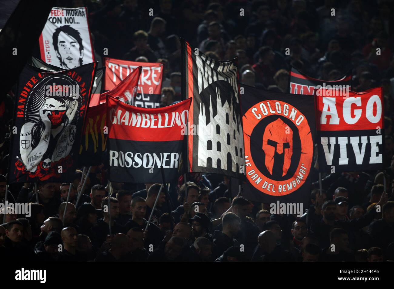 Milan fans stadium flags hi-res stock photography and images - Alamy