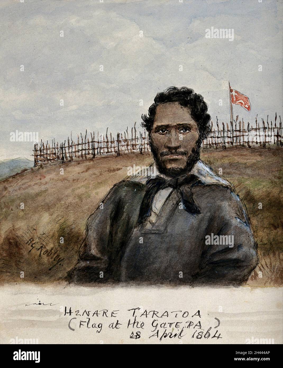 Henare Taratoa: a chief of the Ngai Te Rangi tribe, in the heroic act ...