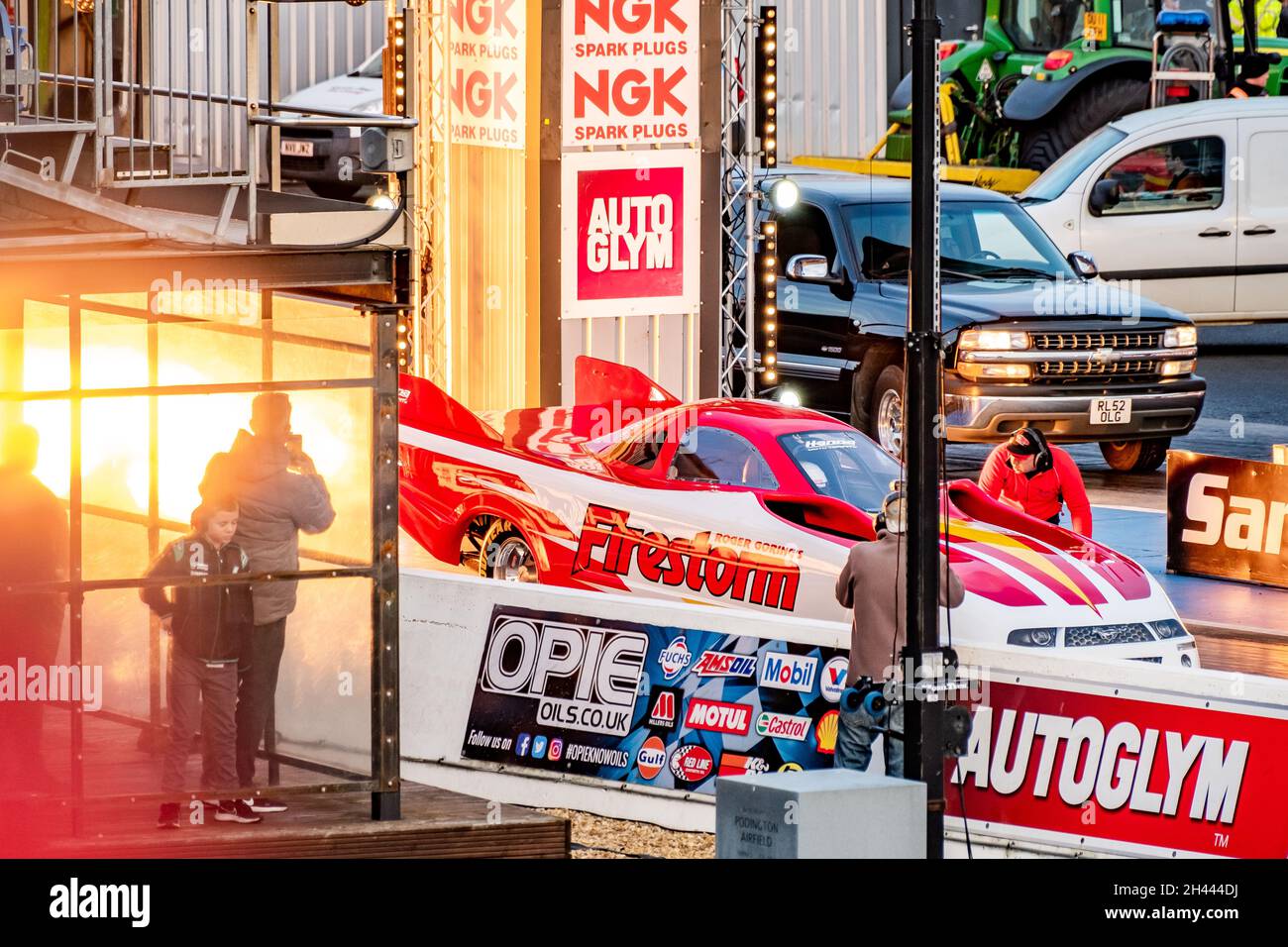 The Fire Storm jet engine dragster on the start line of the quarter ...