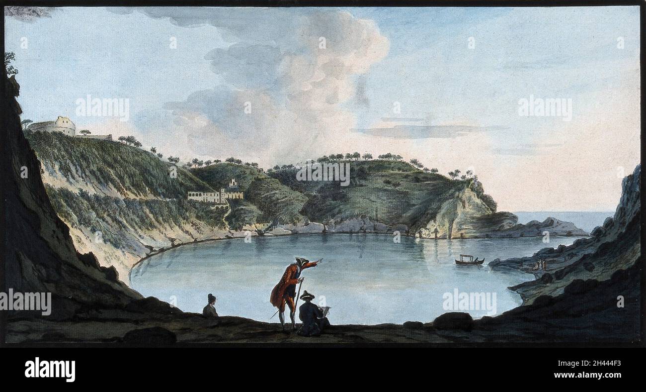 The Porto Pavone on the island of Nisida, showing the curved sides of a ...