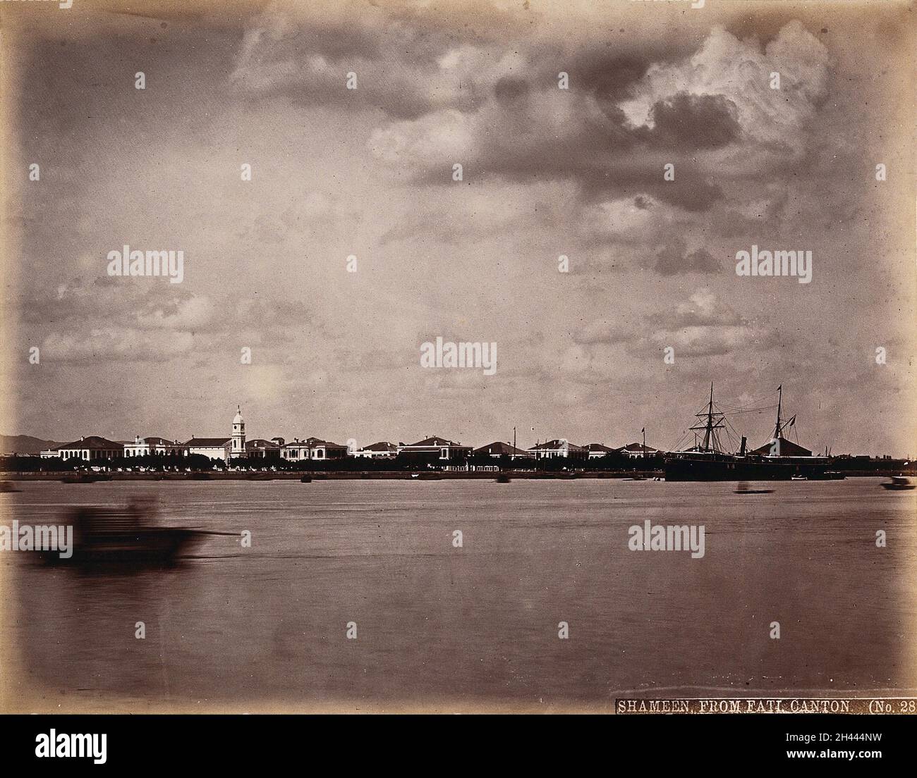 Canton, China: view across the river from Canton City to the island of ...