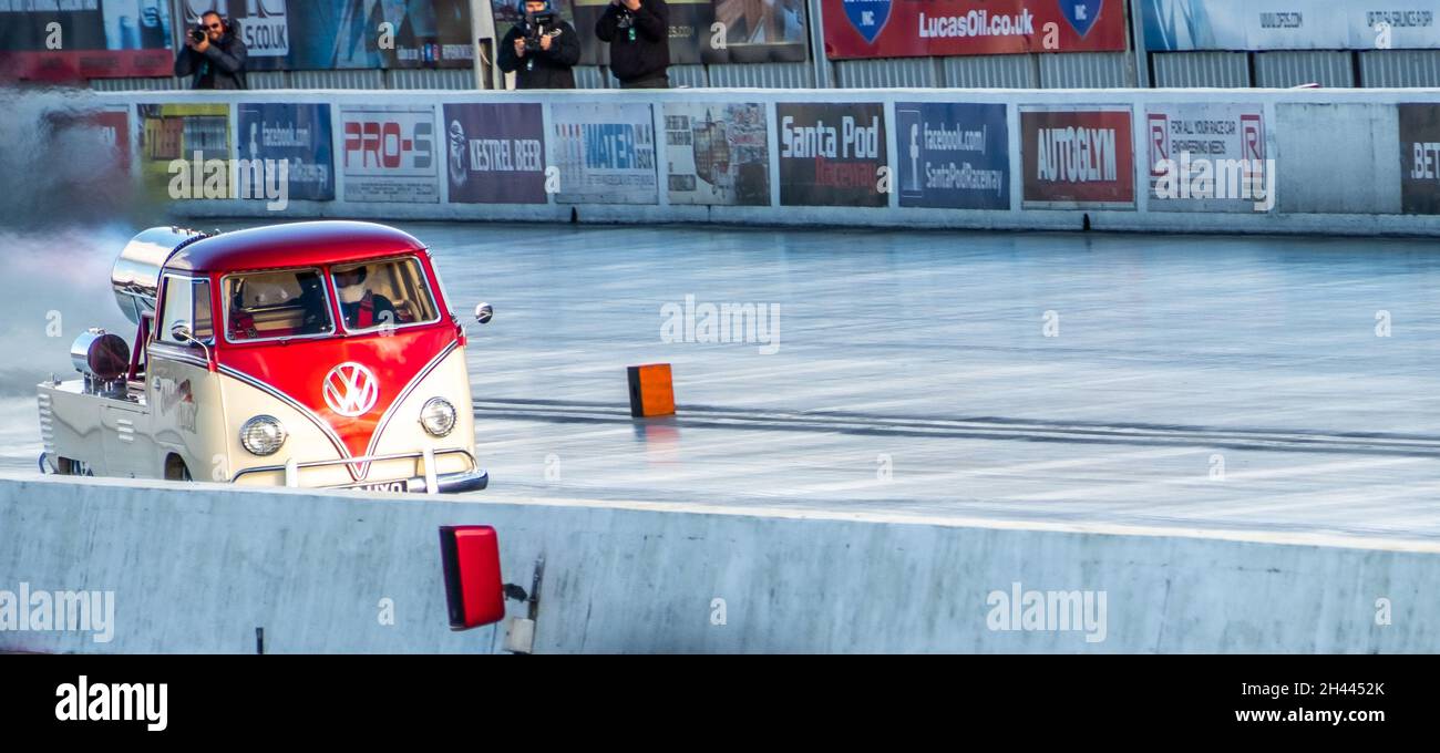 Oklahoma Willy jet van on the Santa Pod drag strip at the Flame ...