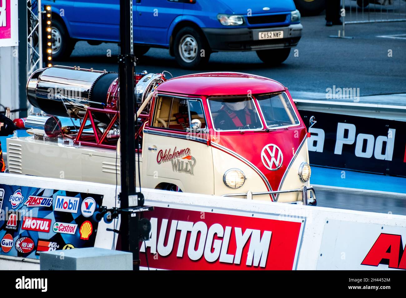 Oklahoma Willy jet van on the Santa Pod drag strip at the Flame ...