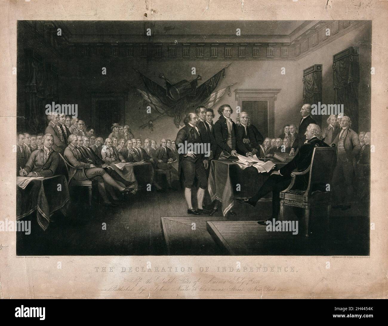 The Declaration of Independence, Philadelphia, July 4, 1776. Mezzotint ...