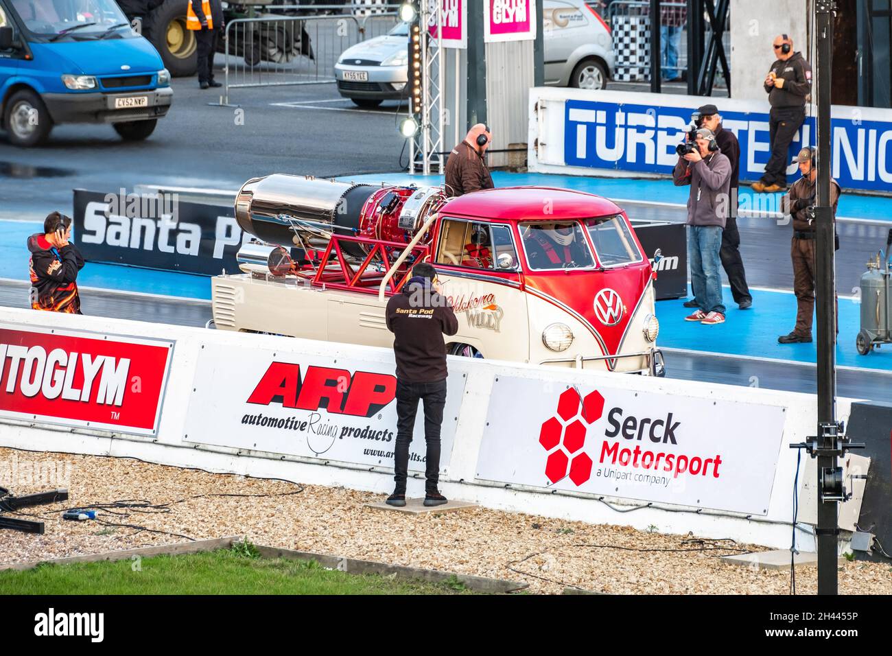 Oklahoma Willy jet van on the Santa Pod drag strip at the Flame ...