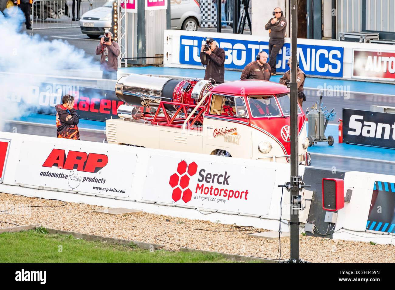 Oklahoma Willy jet van on the Santa Pod drag strip at the Flame ...