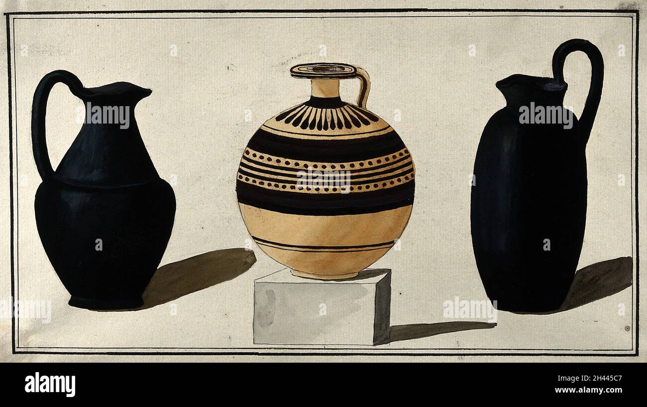 Three Greek jugs. Watercolour by A. Dahlsteen, 176 Stock Photo - Alamy
