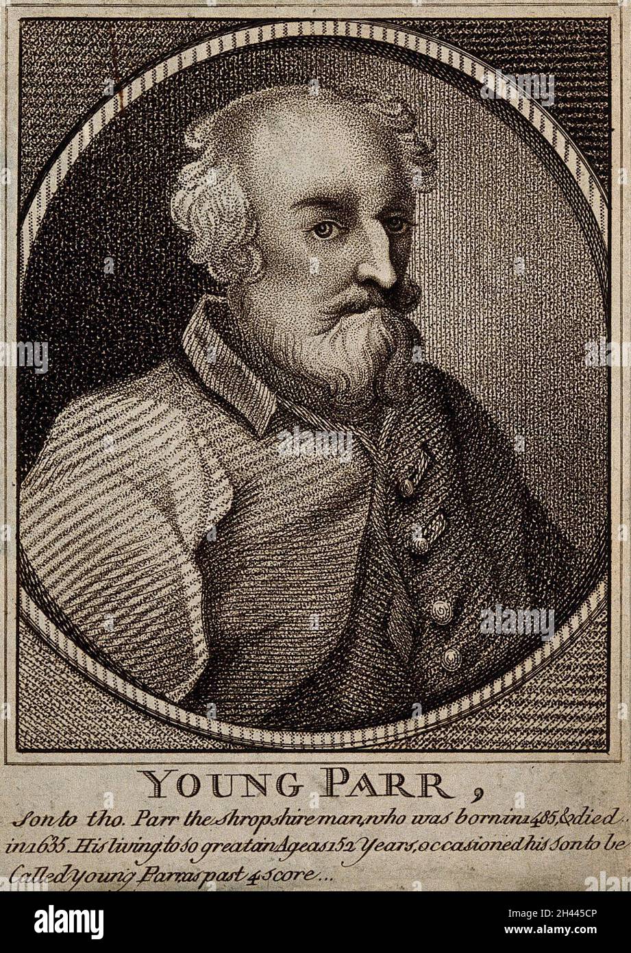 Thomas Parr, son of 'Old Parr'. Engraving Stock Photo - Alamy