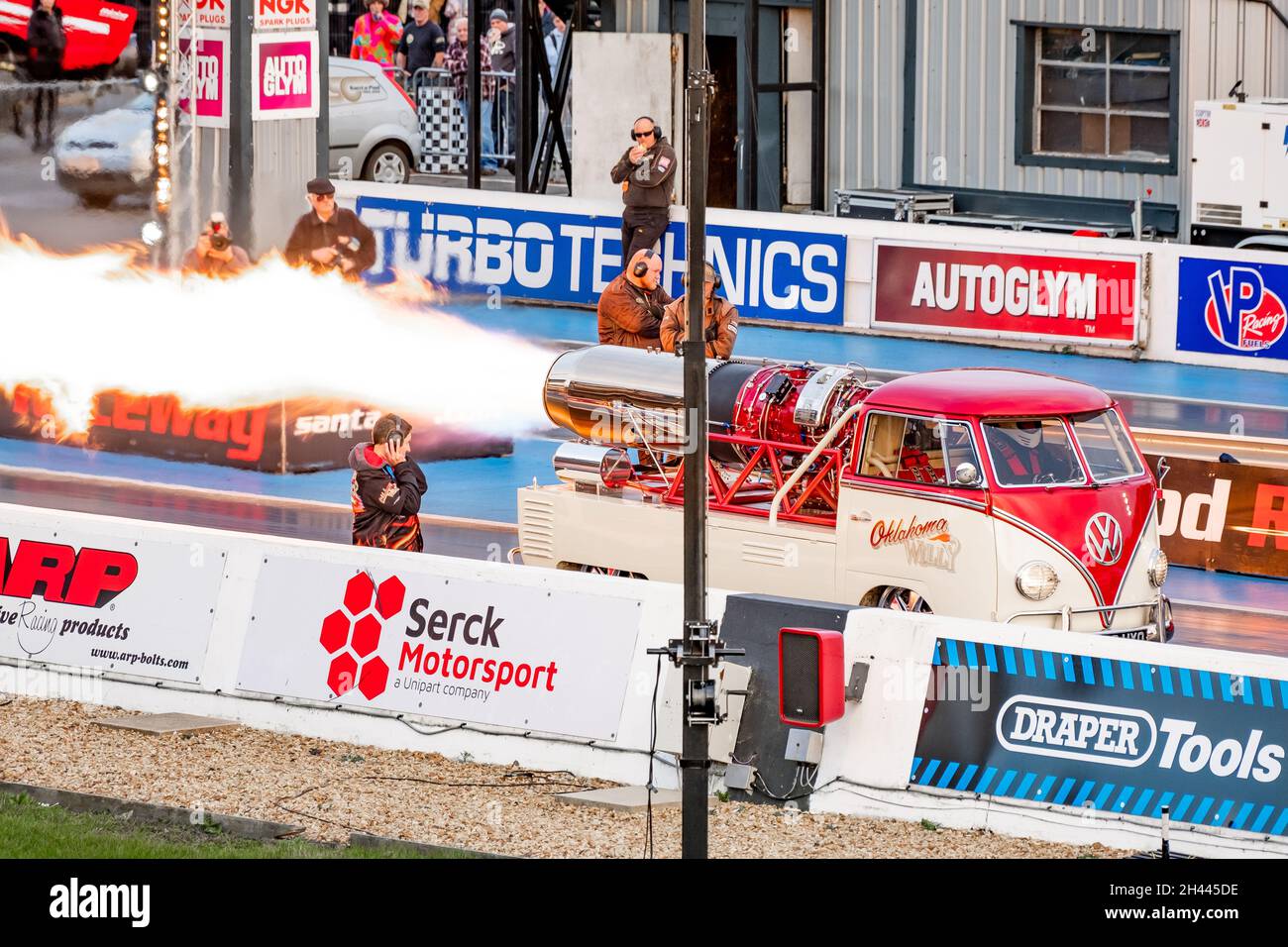 Oklahoma Willy jet van on the Santa Pod drag strip at the Flame ...