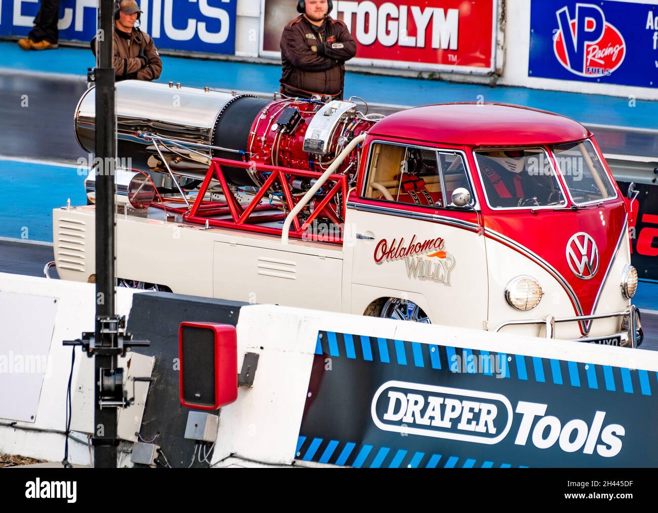 Oklahoma Willy jet van on the Santa Pod drag strip at the Flame ...