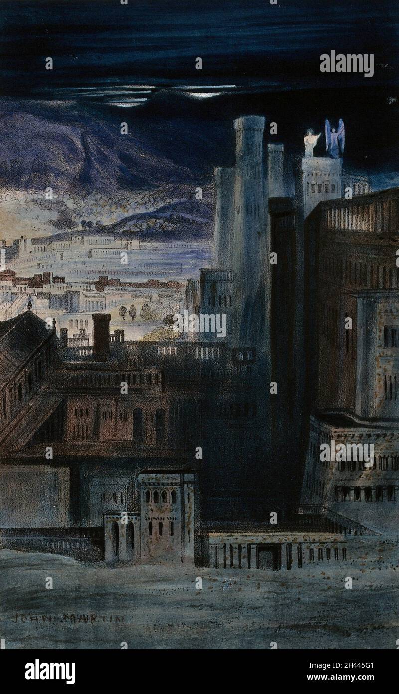 The third temptation of Christ: Christ and the devil on a pinnacle of ...