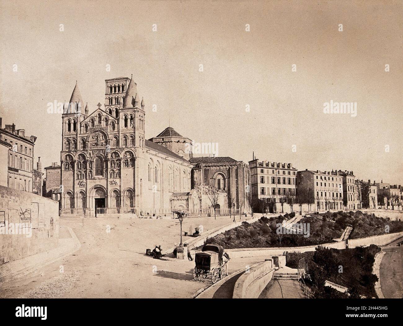 Angoulême Cathedral, France; showing situation on a road adjacent to ...