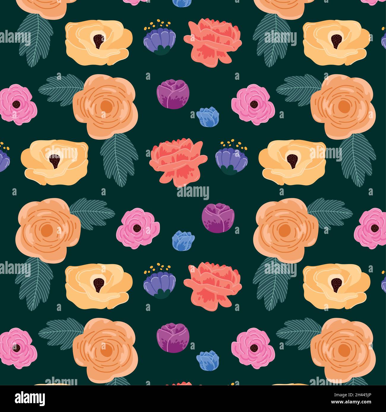 beautiful flowers pattern in black background Stock Vector Image & Art ...