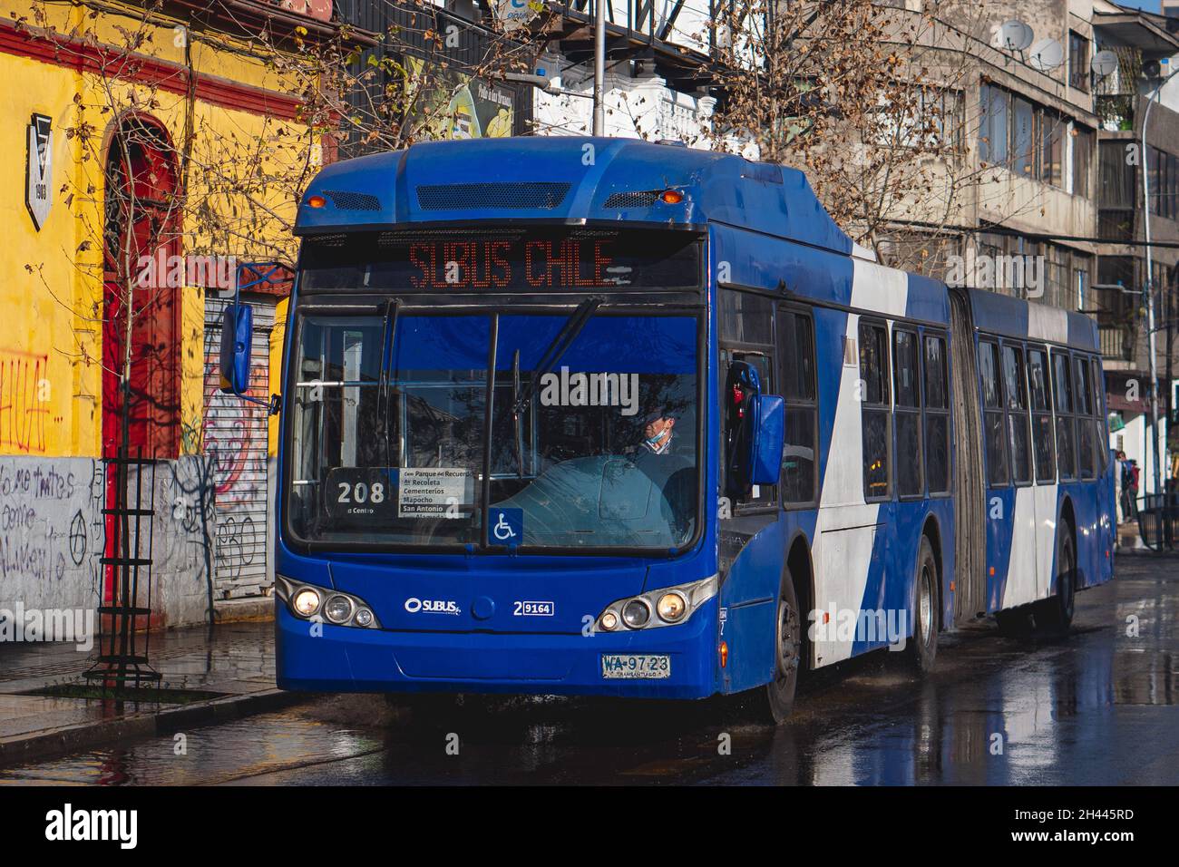 Santiago, Chile - August 2021: A Transantiago, or Red Metropolitana de ...