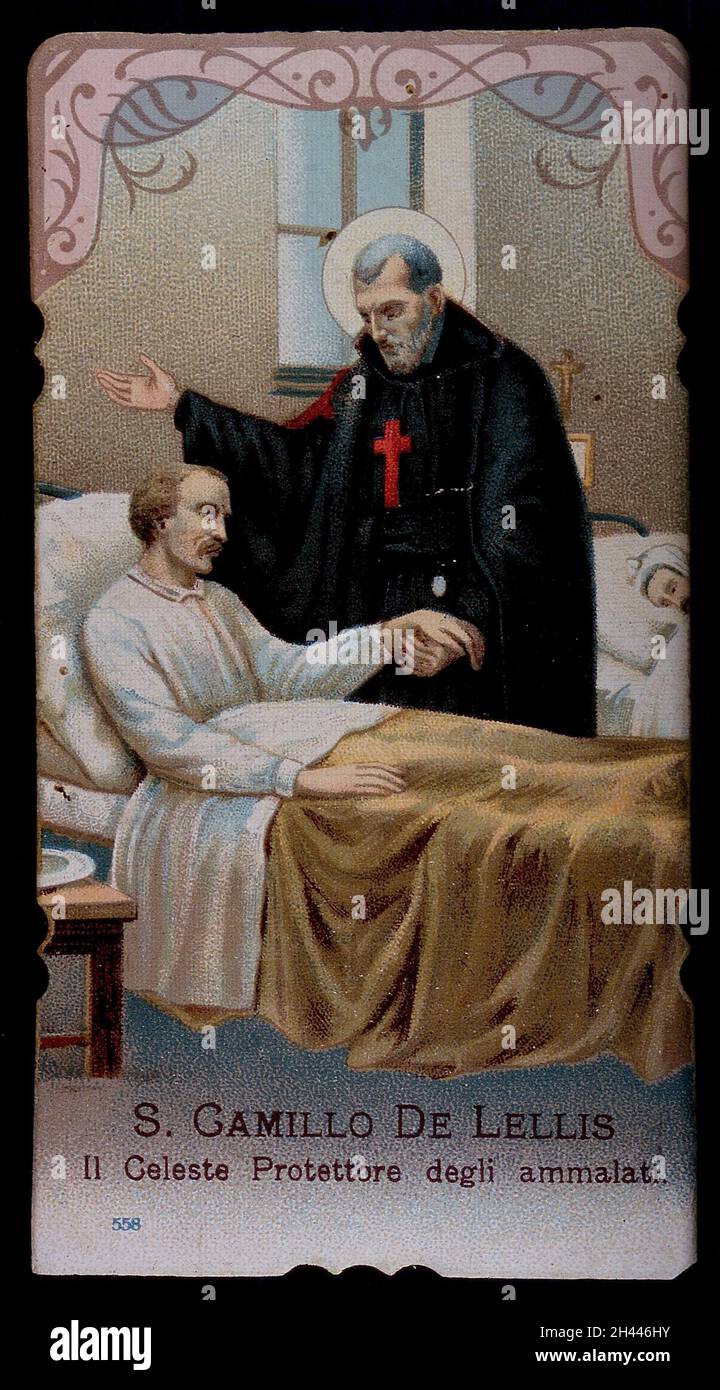Saint Camillus de Lellis. Colour lithograph Stock Photo - Alamy