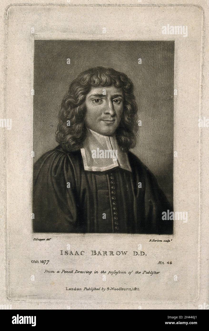 Isaac Barrow. Mezzotint by R. Earlom, 1811, after D. Loggan Stock Photo ...