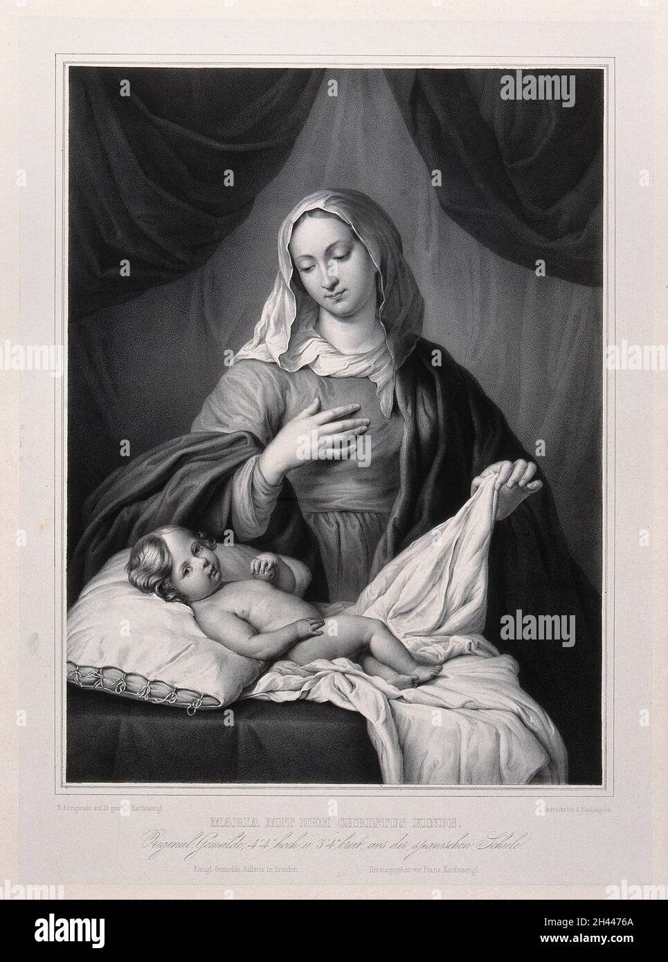 Saint Mary (the Blessed Virgin) with the Christ Child. Lithograph by F ...