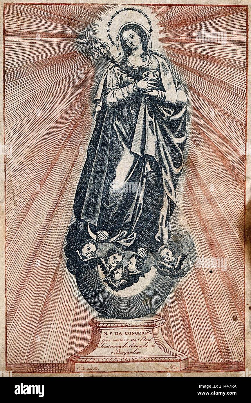 Saint Mary (the Blessed Virgin). Colour engraving by Bruno Stock Photo ...