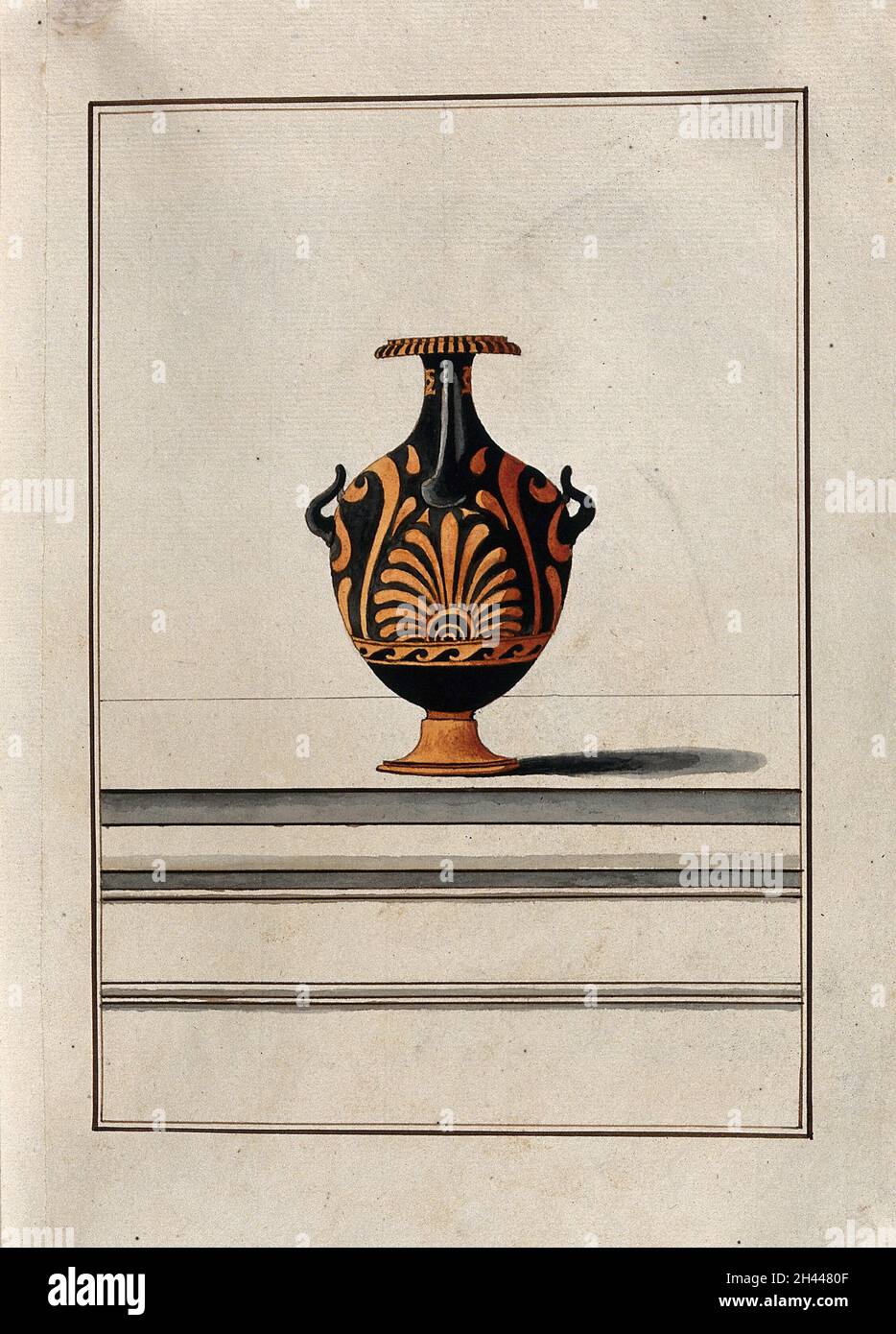 Red-figured Greek water jar (hydria) decorated with a palm motif ...