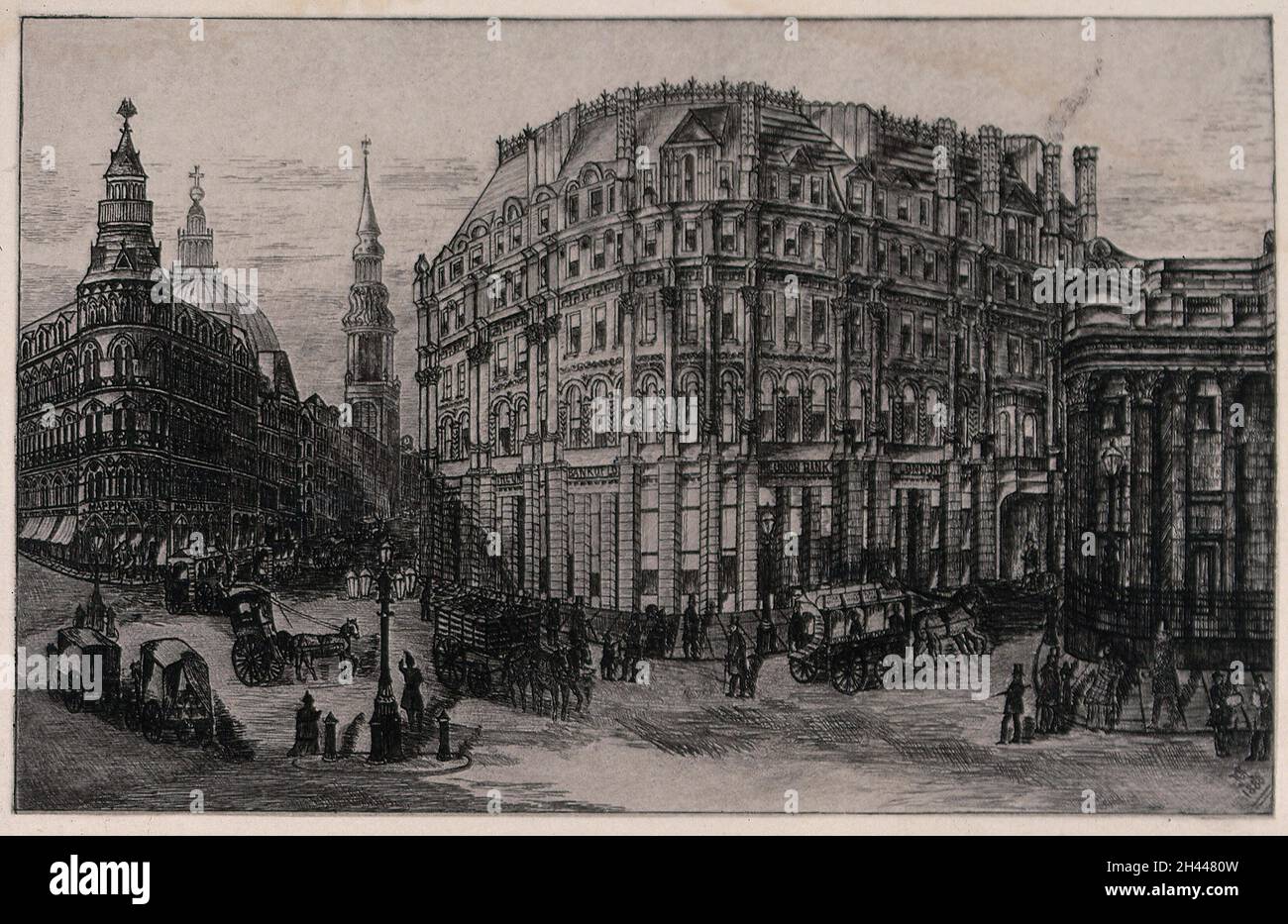 The City of London: part of Mansion House Street with St. Paul's in the ...