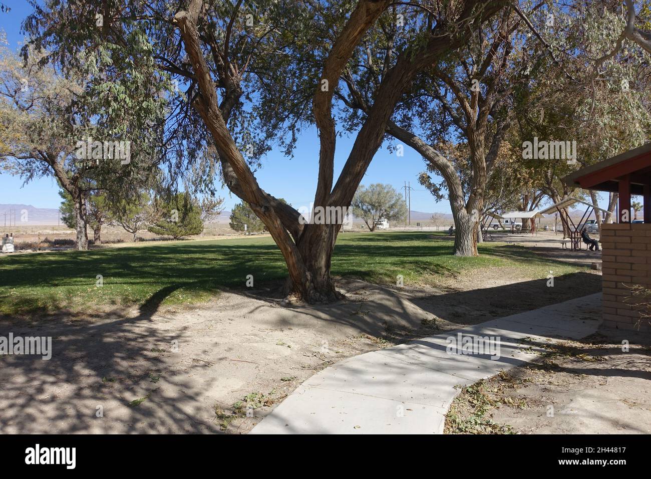 A rest area in Mid-central Nevada offers shade from the hot sun Stock ...