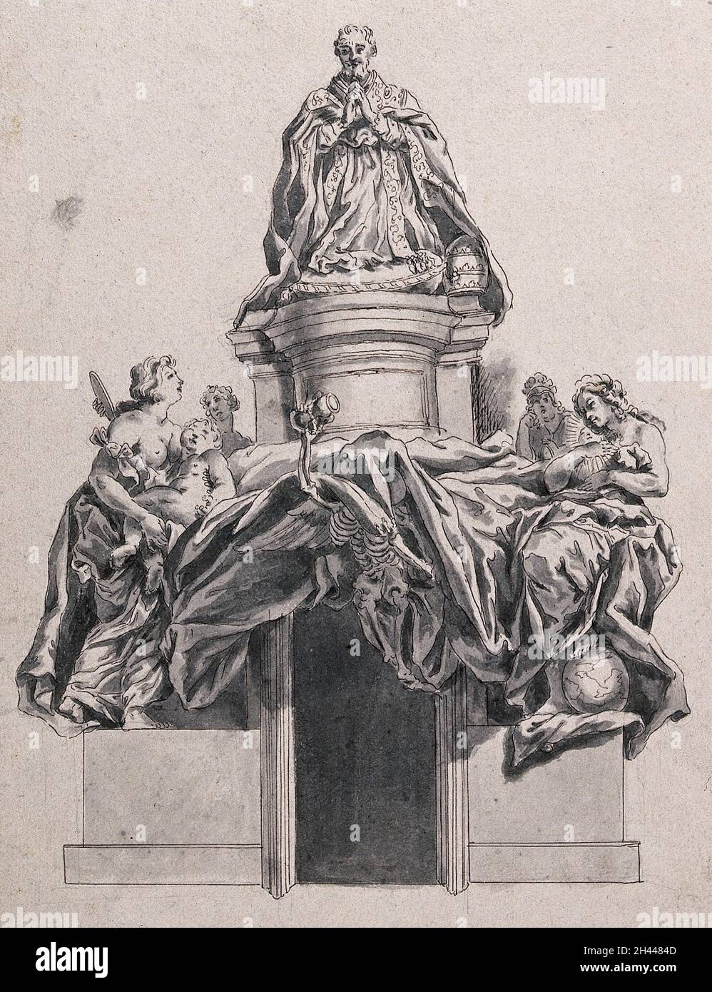 The tomb of Pope Alexander VII in St Peter's Basilica, Rome. Pen and ...