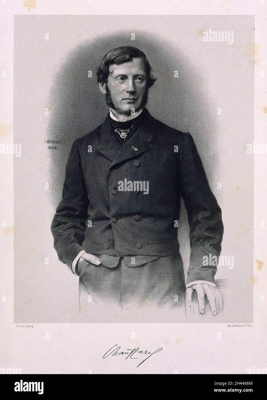 Marie-Paul-Emile Chauffard. Lithograph by J.B.A. Lafosse, 1868, after ...