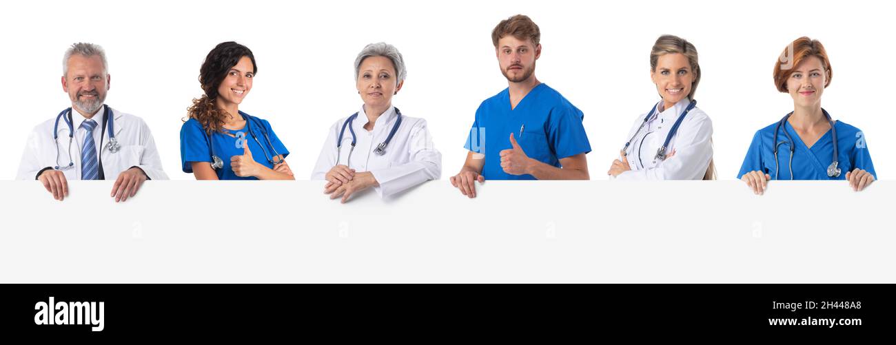Nurse showing medical sign billboard standing hi-res stock photography ...