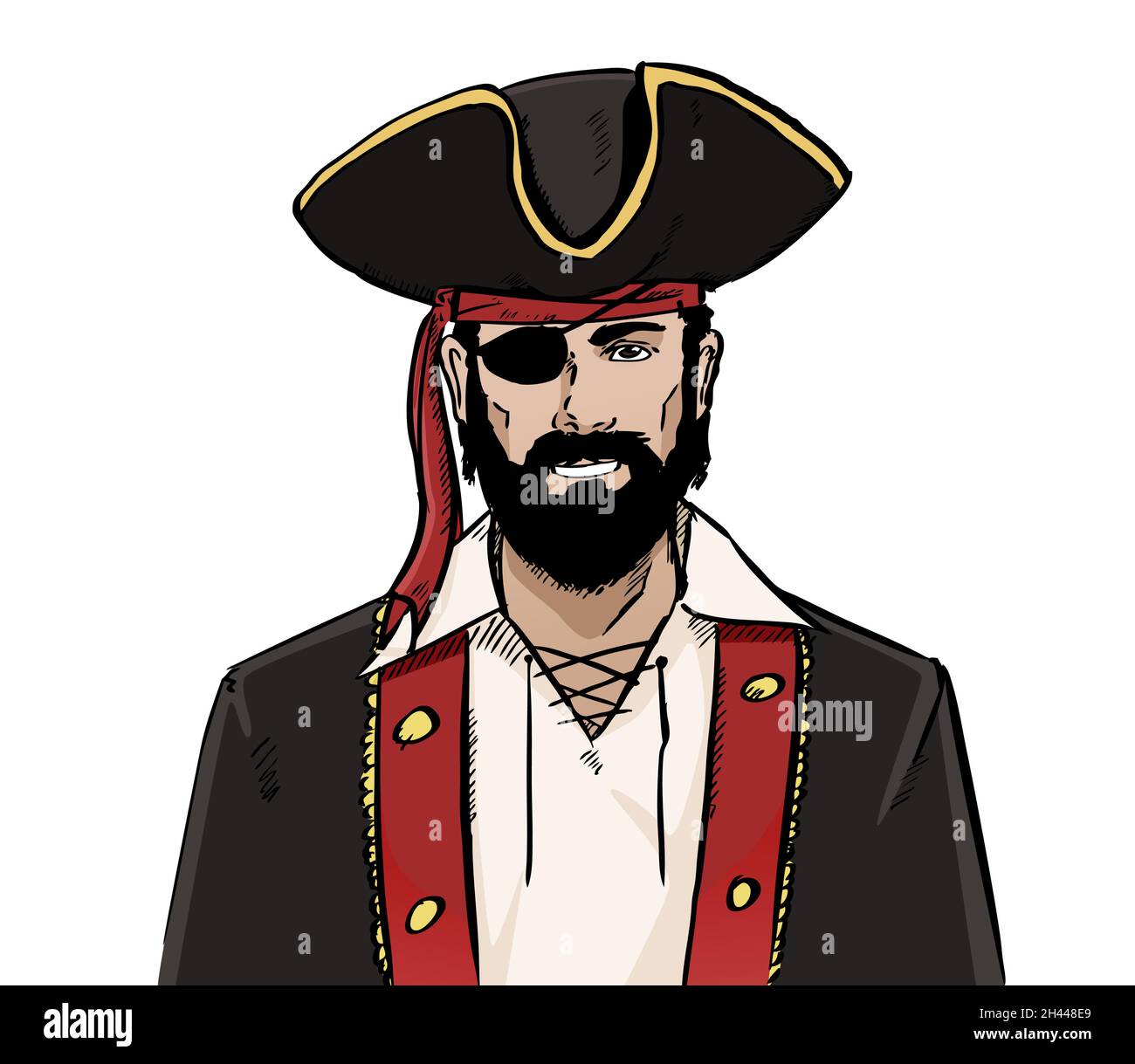 Hand drawn Vector illustration of pirate. Vector sketch style ...