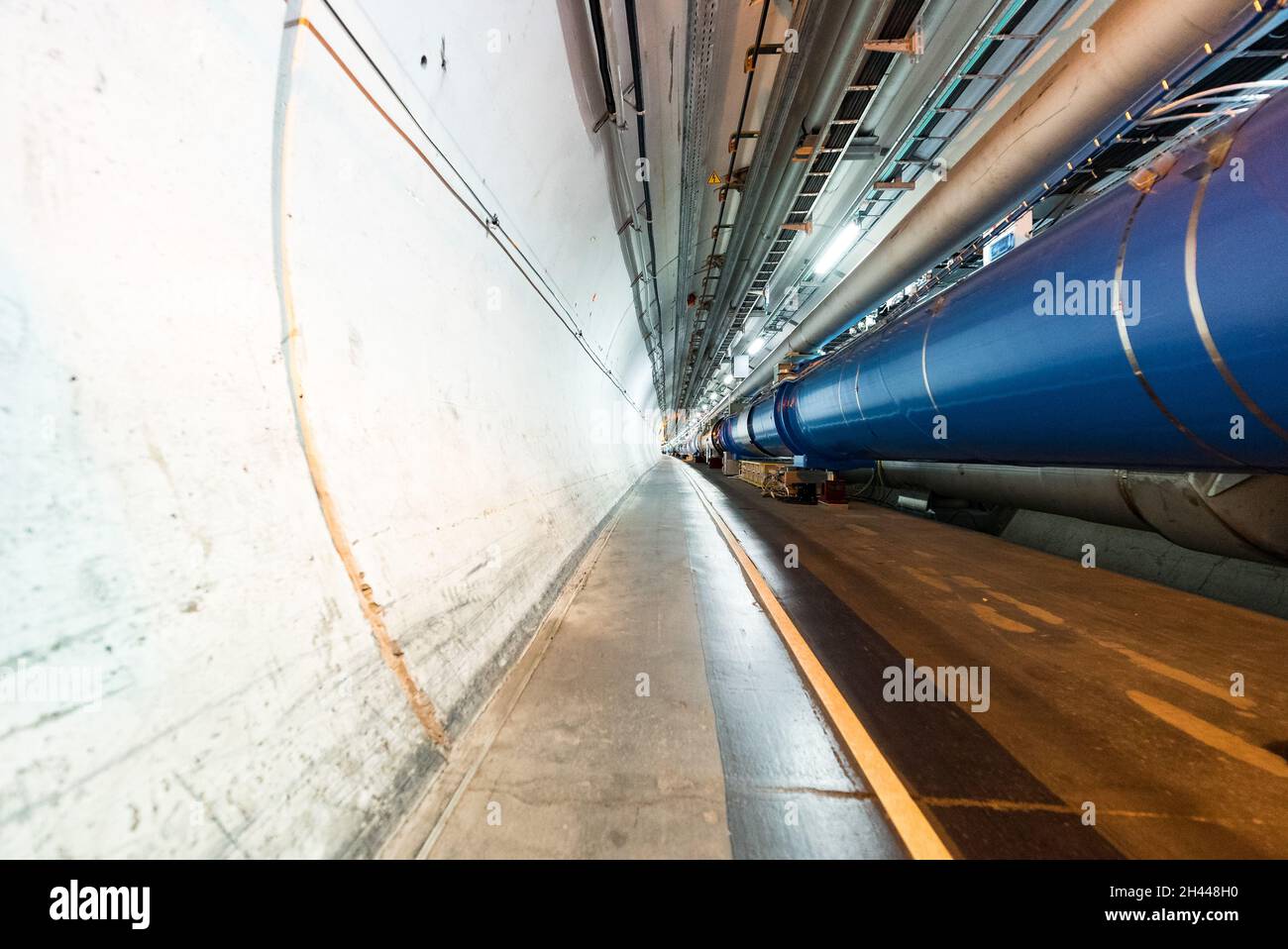 View Of The Lhc Particle Accelerator Cern Geneva Switzerland Stock